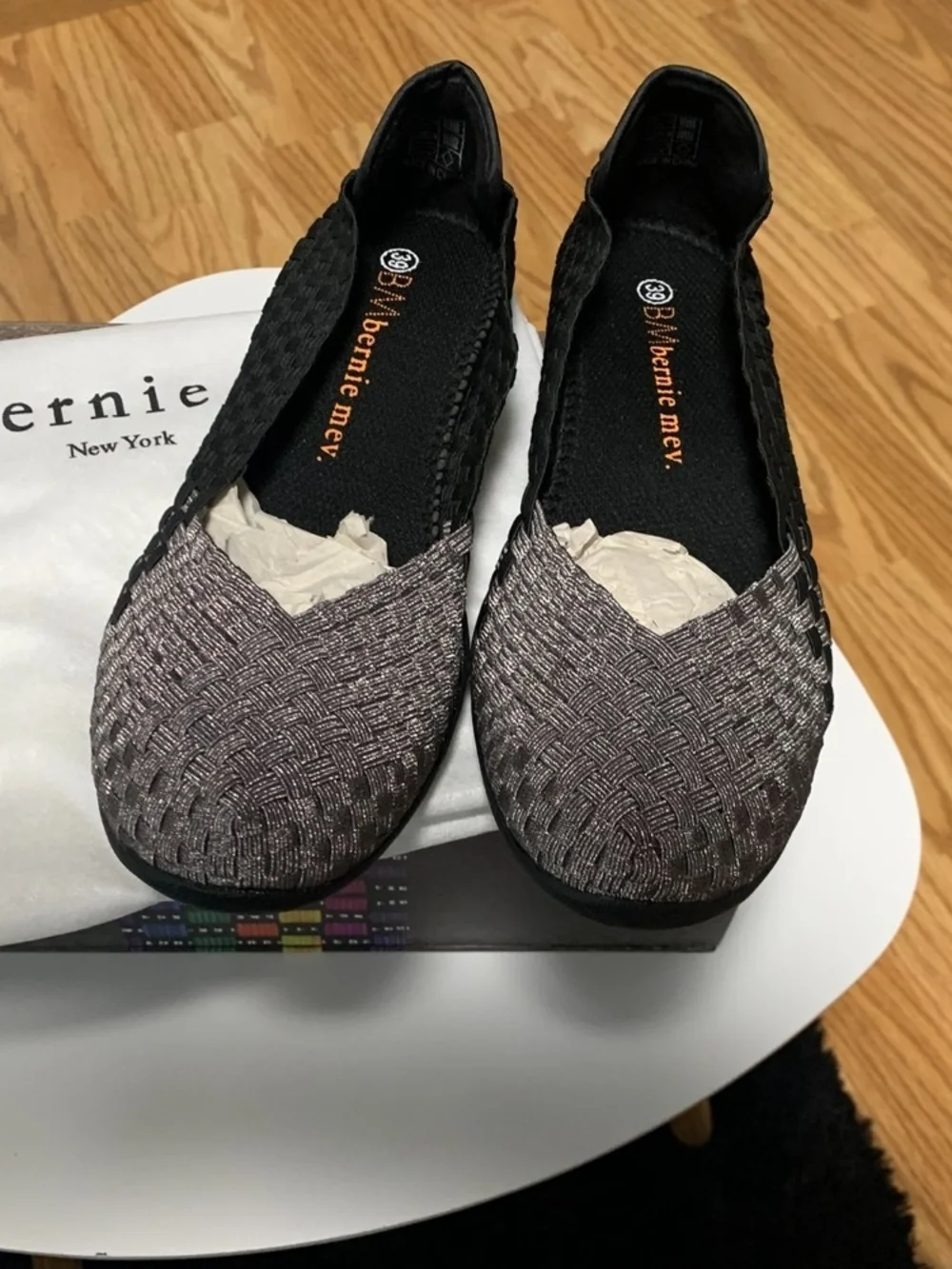bernie mev. | Shoes | Bernie Mev Woven Slipon Flats In Metallic Gray ...